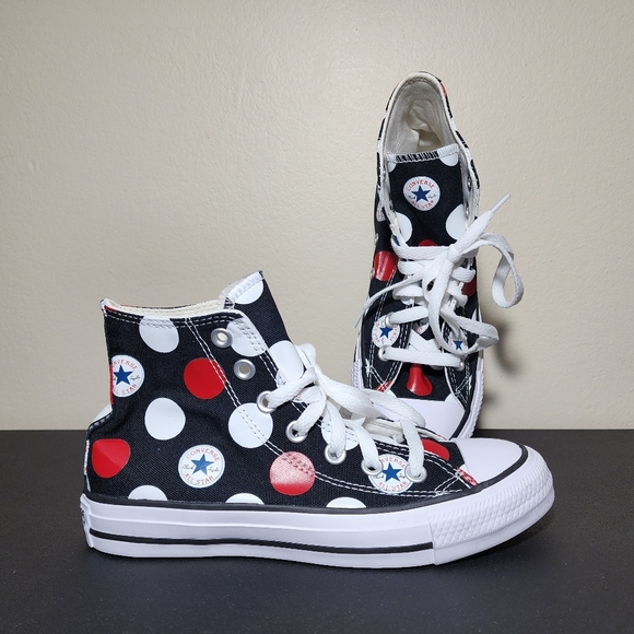 Converse | Shoes | Converse Chuck Taylor All Star Hi Black Red Poka ...